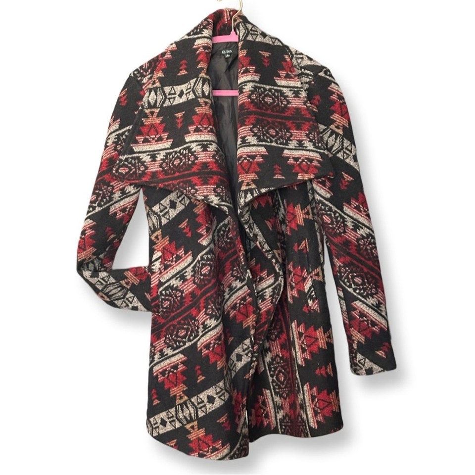 Quinn Large Collared Aztec Design Single Button Coat | eBay
