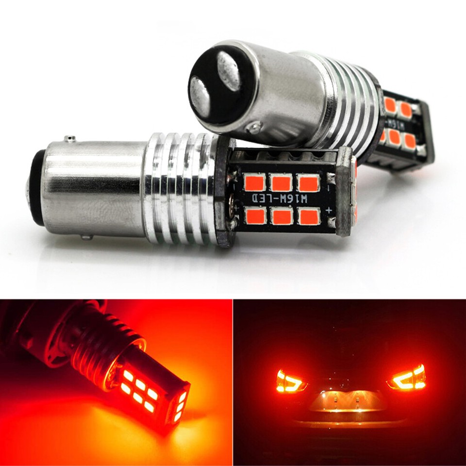 2X BAY15D 1157 P21/5W RED 2835 15 LED BRAKE STOP TAIL LIGHT BULB GLOBE ...