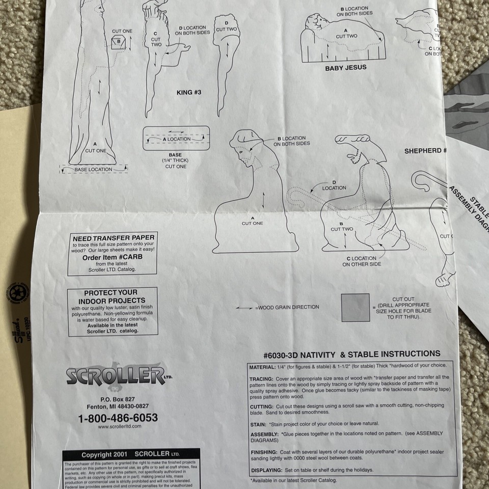 Vtg Christmas 3 D Nativity Full Size Woodworking Pattern Scroller LTD ...