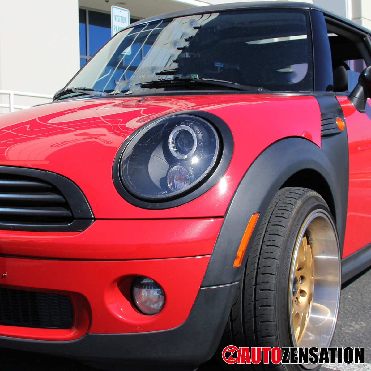 LED Halo Fit 2007-2013 Mini Cooper R56 Black Projector Headlights Lamps ...