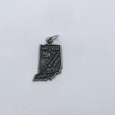 1.4g 925 STERLING SILVER STATE CHARM PENDANT VINTAGE INDIANA MARKED | eBay