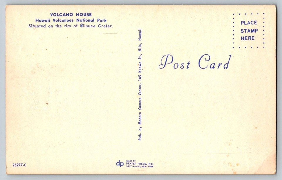 Postcard Volcano House - Hawaii Volcanoes National Park w Cars c1960s ...