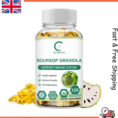 120 Pills Soursop Graviola Capsules Support Respiratory System & Immune ...