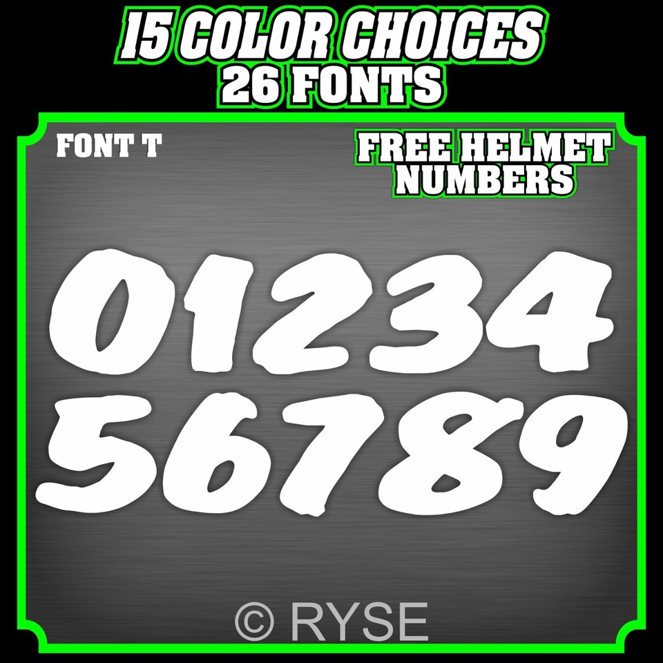 3 Custom Racing Number Plate Vinyl Decals SX MX ATV Go Kart Snowmobile ...