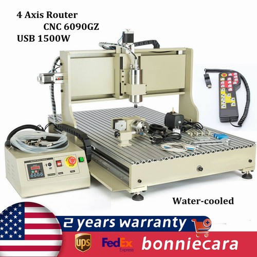 USB 6090 4 Axis CNC Router Engraver VFD Milling Drill Engraving Machine ...