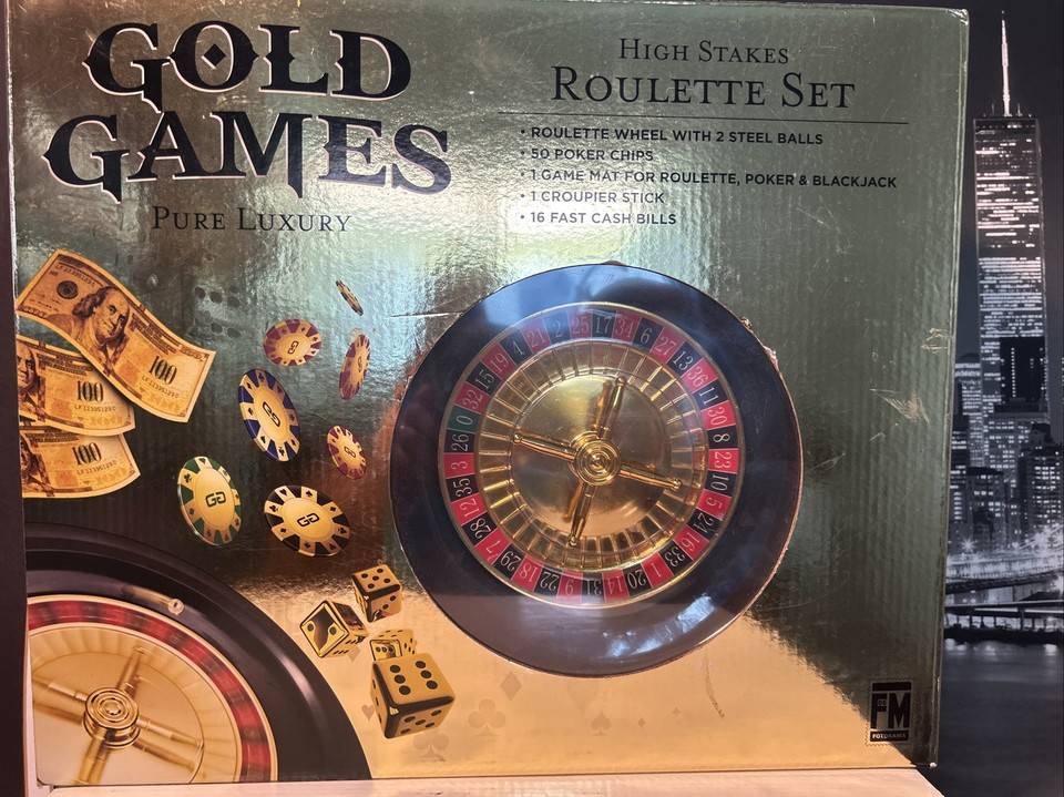 Tabletop Casino Set With Roulette Wheel Poker Chips Croupier Stick Game ...