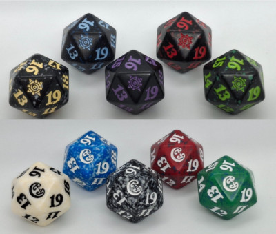 MTG D20 LIFE COUNTER DICE COMPLETE SET of 5, Magic the Gathering WOTC ...