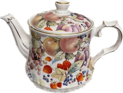 Vintage Windsor Made in England Porcelain Teapot 7" Fruit Berries Gold ...