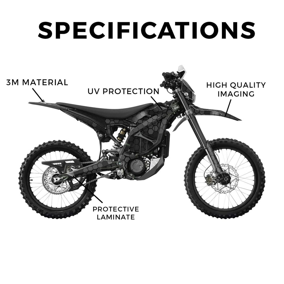 Surron Ultra Bee Graphics Kit Wrap - Black Hexa Camo - Sur-Ron Skin ...