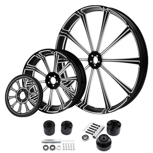 30'' Front 18'' Rear Wheel Rim W/ Hub Belt Pulley Fit For Harley ...
