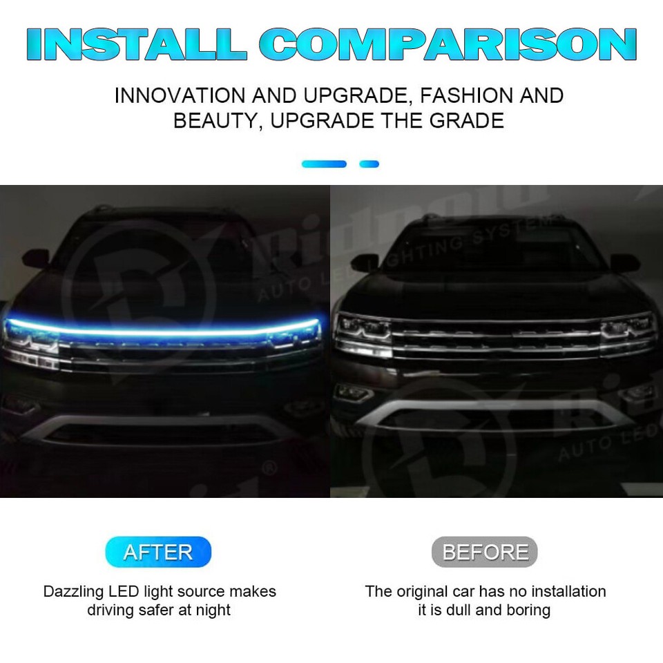Car Engine Hood Light DRL LED Daytime Running Light Strip Flexible ...