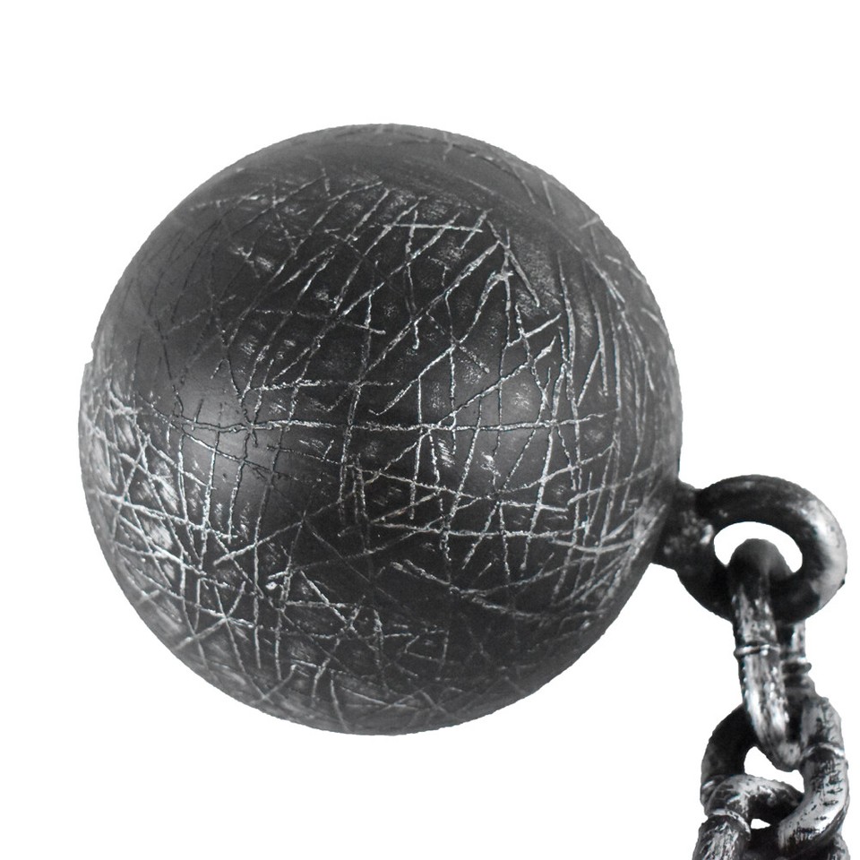 Jumbo Ball & Chain Prop w/ Ankle Wrist Cuff Halloween Bachelor Wedding ...