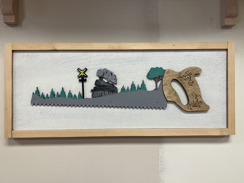Decorative Hand Saw Train Landscape Design Wood Laser Engraved Sign | eBay