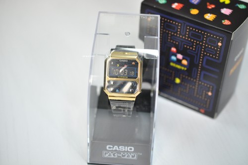 Casio Vintage A100WEPC PAC-MAN Digital Black/Gold Watch A100WEPC-1B ...