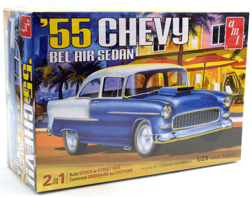 AMT 1955 Chevy Bel Air Sedan 2-In-1 1:25 Scale Plastic Model Car Kit ...