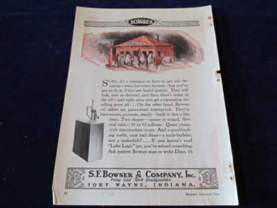 Vintage Original 1926 Bowser Visible Globe Gas Pump Ad Oil Sellers Pump ...