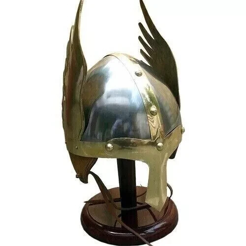 Medieval Viking knight wings, steel hand-forged wearable nasal helmet ...