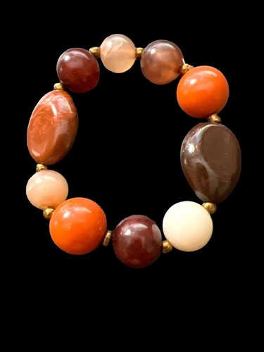 Orange & Brown Fall Colors Beaded Stretchy Bracelet | eBay