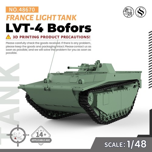 SSMODEL SS48670 1/48 25mm Military Model Kit France LVT-4 Bofors Light ...
