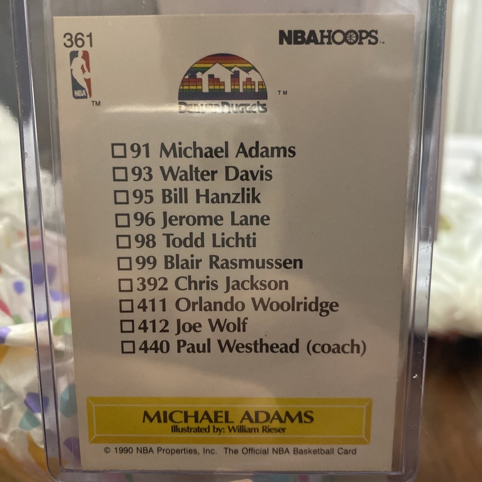 1990-91 NBA Hoops Basketball Michael Adams #361 Denver Nuggets ...