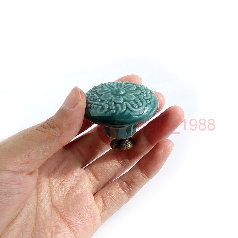 Ceramic Cameo Bas-relief Cabinet Knob Handle Antique Drawer Pull Rural ...