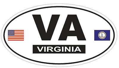 VA Virginia Oval Bumper Sticker or Helmet Sticker D769 Euro Oval with ...