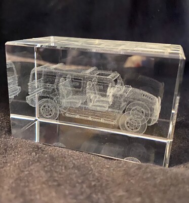 3D HUMMER crystal laser cut etched cube paper weight gift | eBay