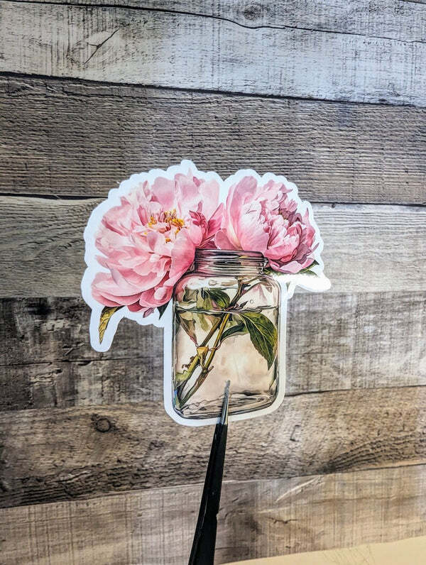 Peonies in Vase Waterproof Vinyl Sticker, Peonies Sticker | eBay
