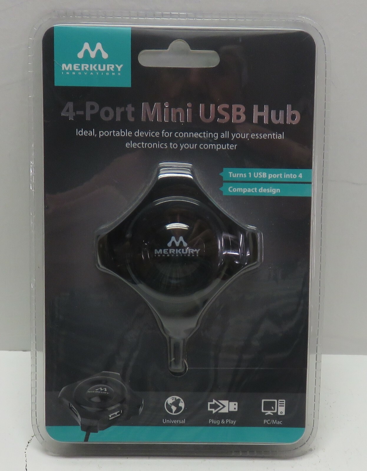 Merkury Innovations 4-port Mini USB Hub Black Universal Plug N Play Pc ...