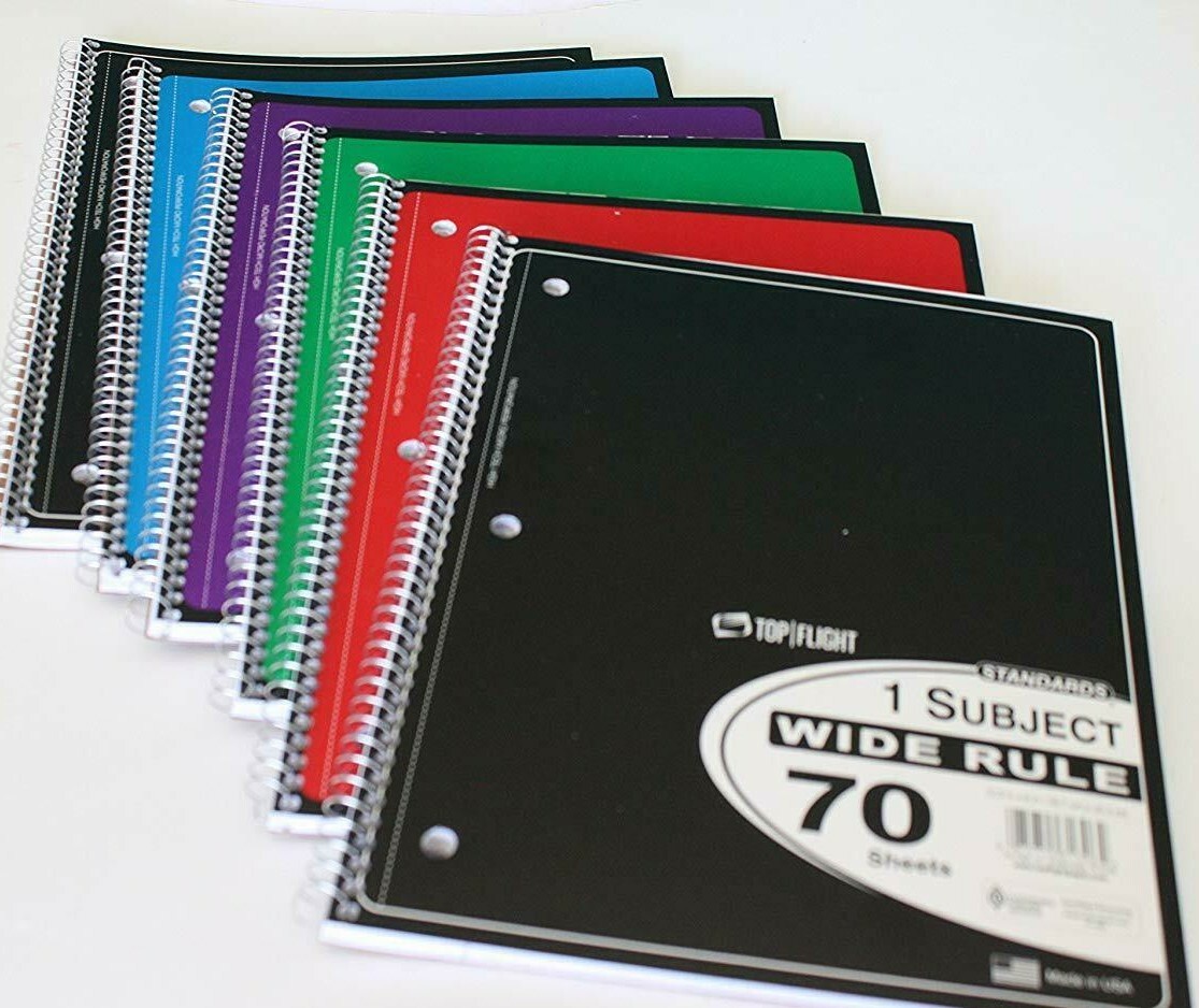 (CASE OF 24) Top Flight Spiral Notebook, 1 Subject 70 Wide Ruled Sheets ...