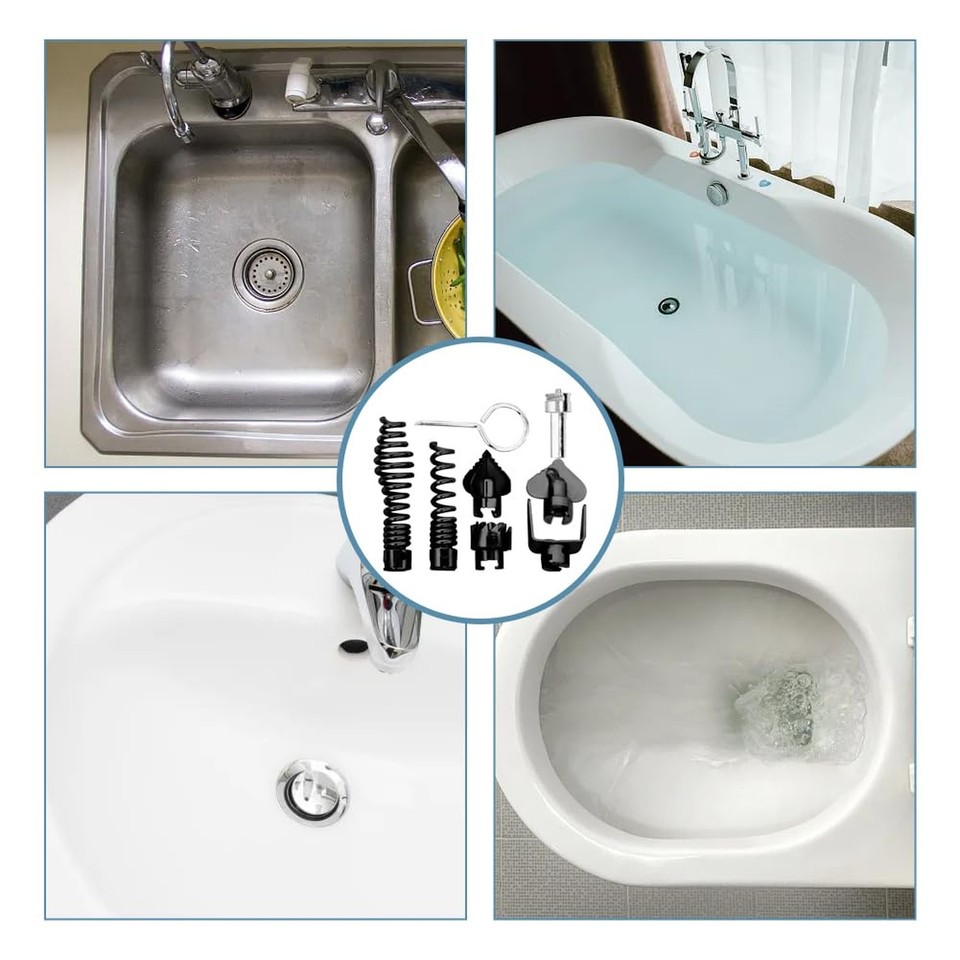 8pcs Drain Cleaner Combination Cutter Head Set, Professional Electric ...