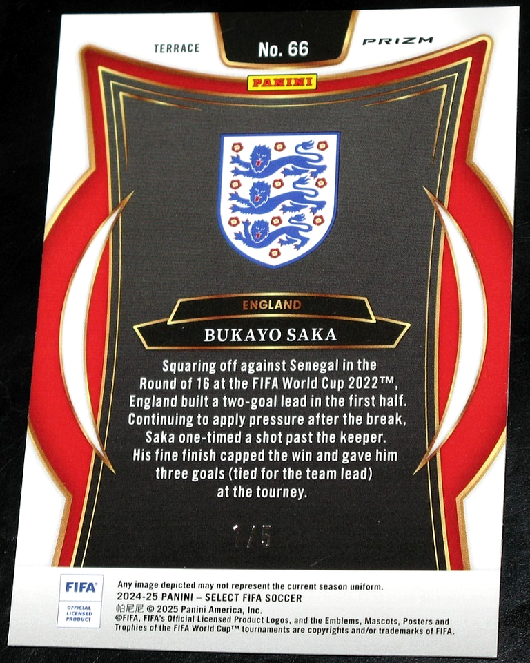 2024-25 Select FIFA Bukayo Saka GREEN # 1/5 Prizm 2025 Terrace #66 | eBay