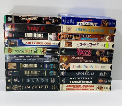 Lot of 20 VHS Tapes Popular ACTION Cult Classics Drama romance sci-fi ...