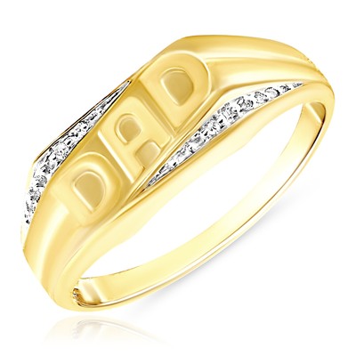 .01CTW Natural Diamond 10K Yellow Gold Dynamic DAD Ring | eBay