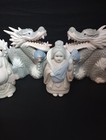 Pair of Yashimi K Porcelain Light Blue Dragon & 7 Lucky Gods Figurines ...