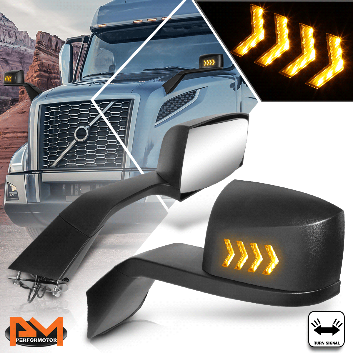 For 18-21 Volvo VNL Series Sequential Chevron Arrow LED Turn Signal ...