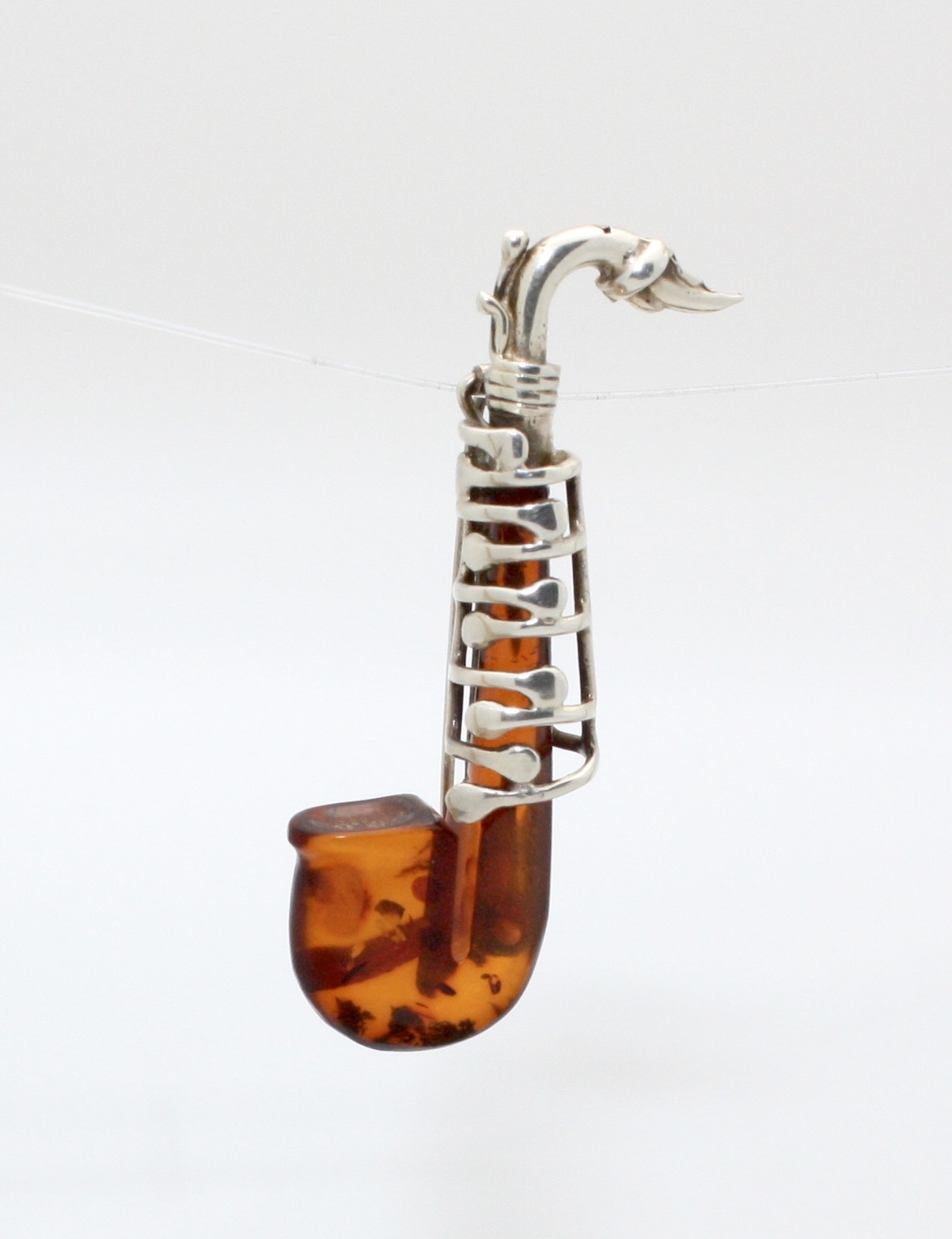 BALTIC AMBER MUSICAL INSTRUMENT PIN .925 Sterling Silver FREE FAST ...