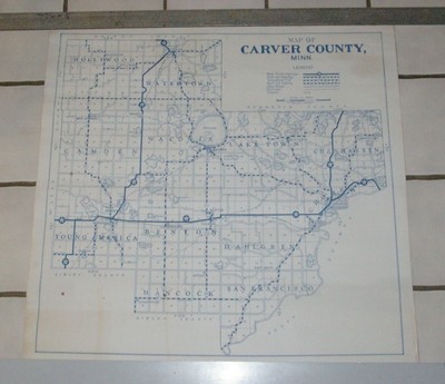 Vintage Carver County Minnesota Map on linen | eBay
