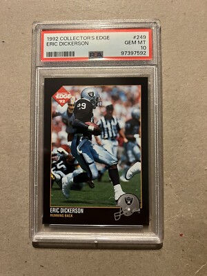 1992 COLLECTORS EDGE #249 ERIC DICKERSON PSA 10 RAIDERS RAMS COLTS HOF ...