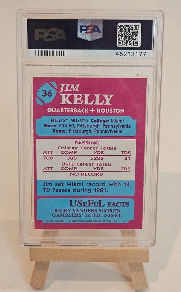 1984 Topps USFL Jim Kelly Graded Rookie Rc Card PSA 6 - NFL HOF Hall of ...