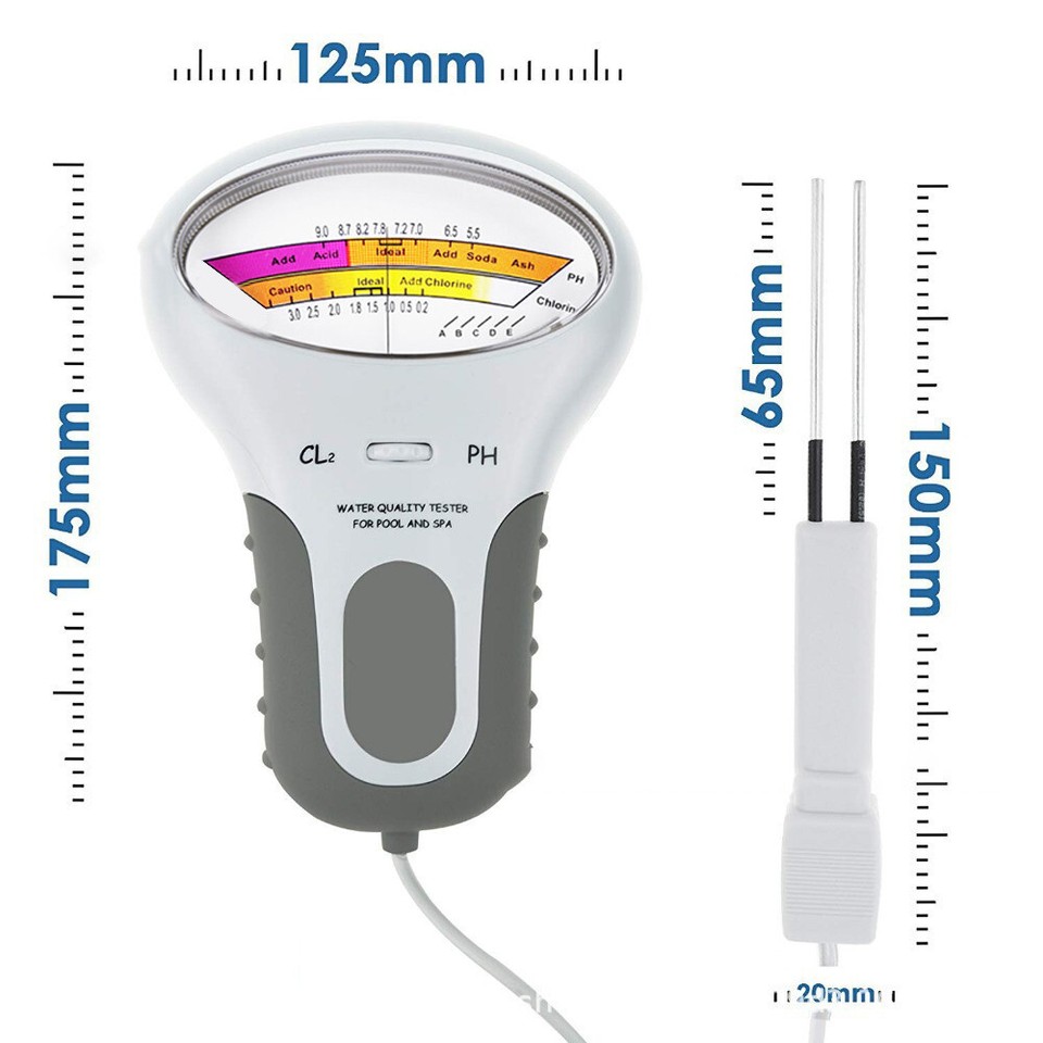 Digital Water Quality Measurer Meter Swimming Pool Spa PH/CL2 Chlorine ...