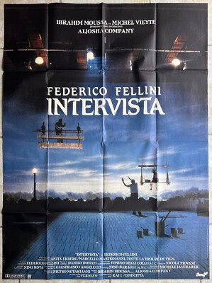INTERVISTA Affiches cinéma 1987 Ekberg, Mastroianni, film F. Fellini ...