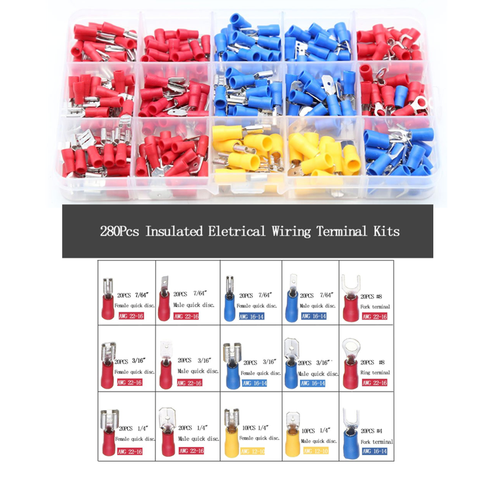 480PCS ELECTRICAL WIRE TERMINALS ASSORTMENT SET INSULATED CRIMP ...