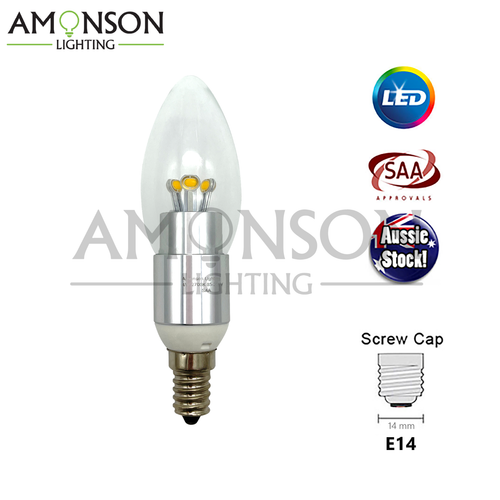 Amonson Lighting NEW 4W E14 Screw Dimmable LED Tip Candle Light Bulb ...