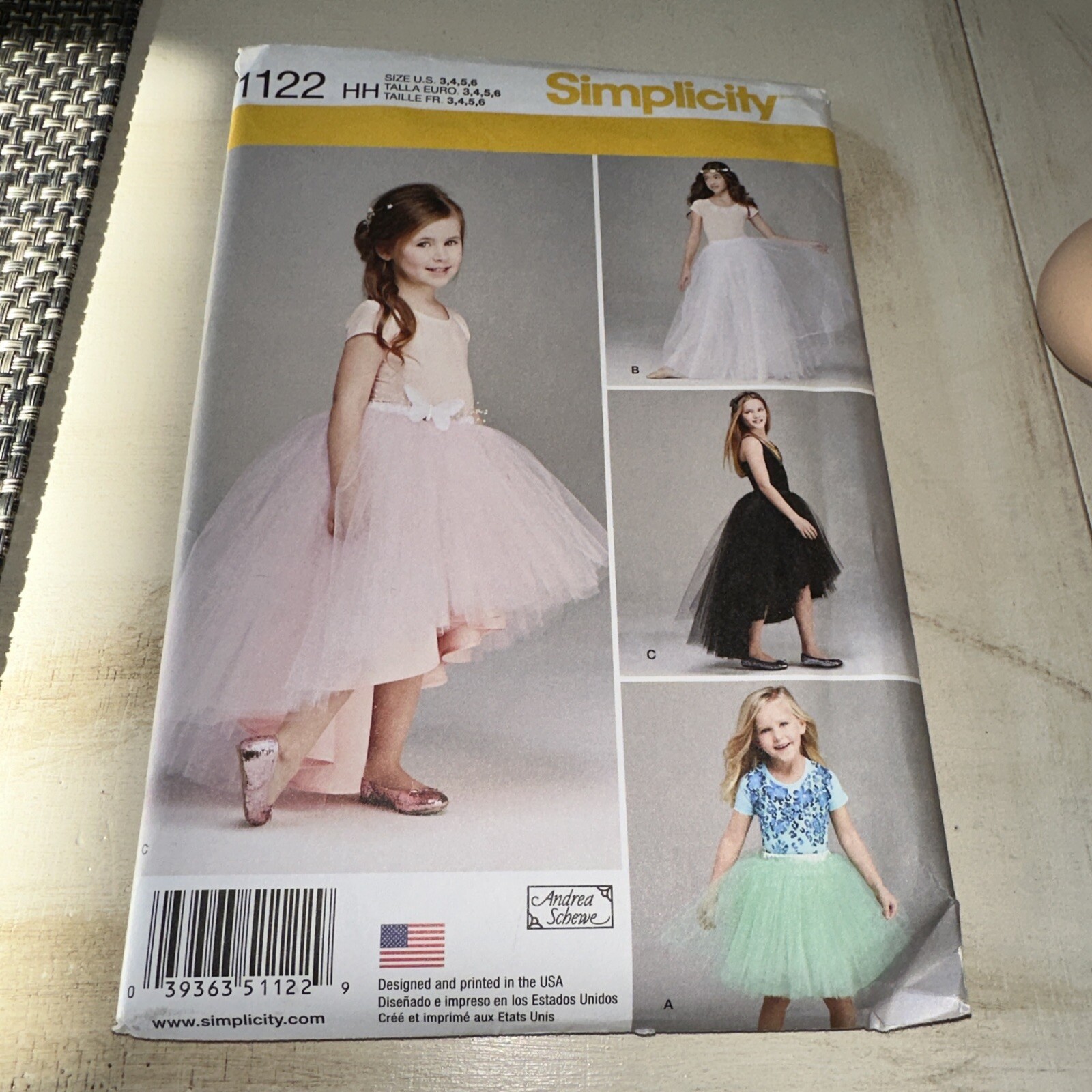 Simplicity Sewing Pattern 1122 Size 3-6 Andrea Schewe Girl's Tulle Tutu Skirt | eBay