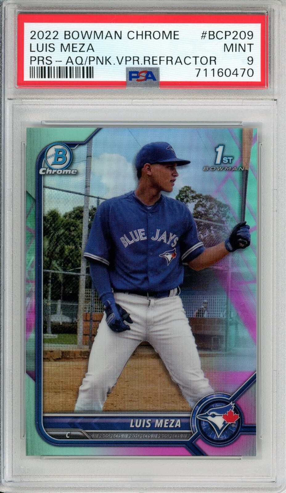 2022 Bowman Chrome Luis Meza Aqua & Pink Vapor Refractor /125 PSA 9 ...