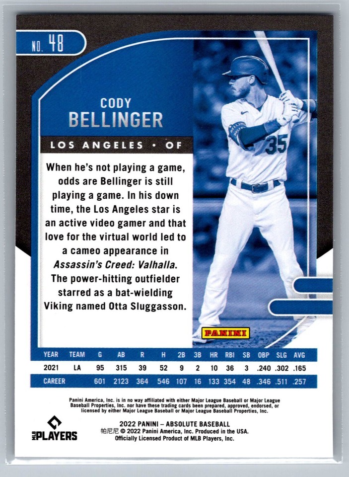 2022 Panini Absolute Baseball #48 Cody Bellinger Los Angeles Dodgers | eBay