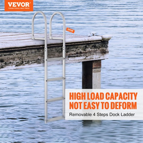VEVOR Aluminum Dock Ladder Boat Dock Ladder Removable 4 Steps with ...