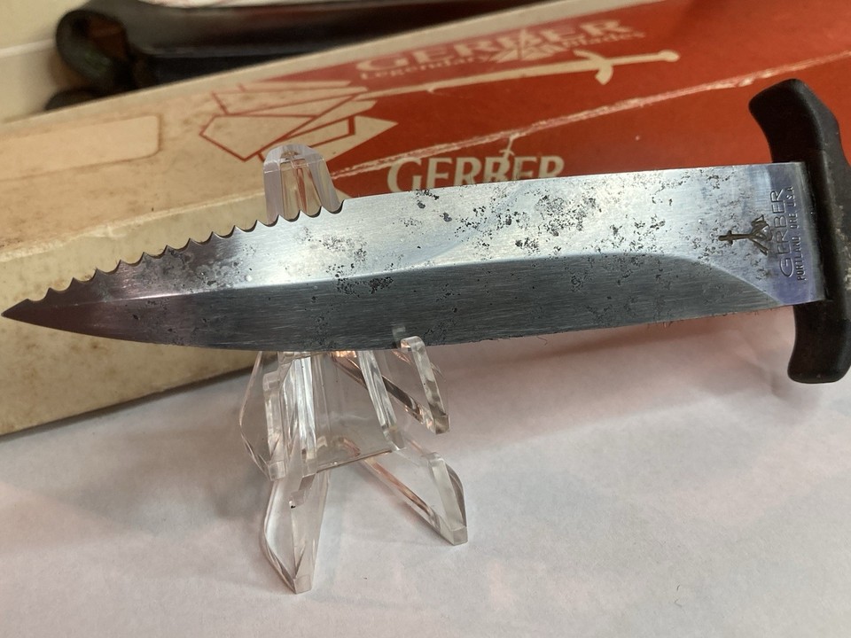 GERBER USA COMMAND 1 ARMORHIDE BLACK BOOT DAGGER KNIFE VINTAGE MARK 1 ...