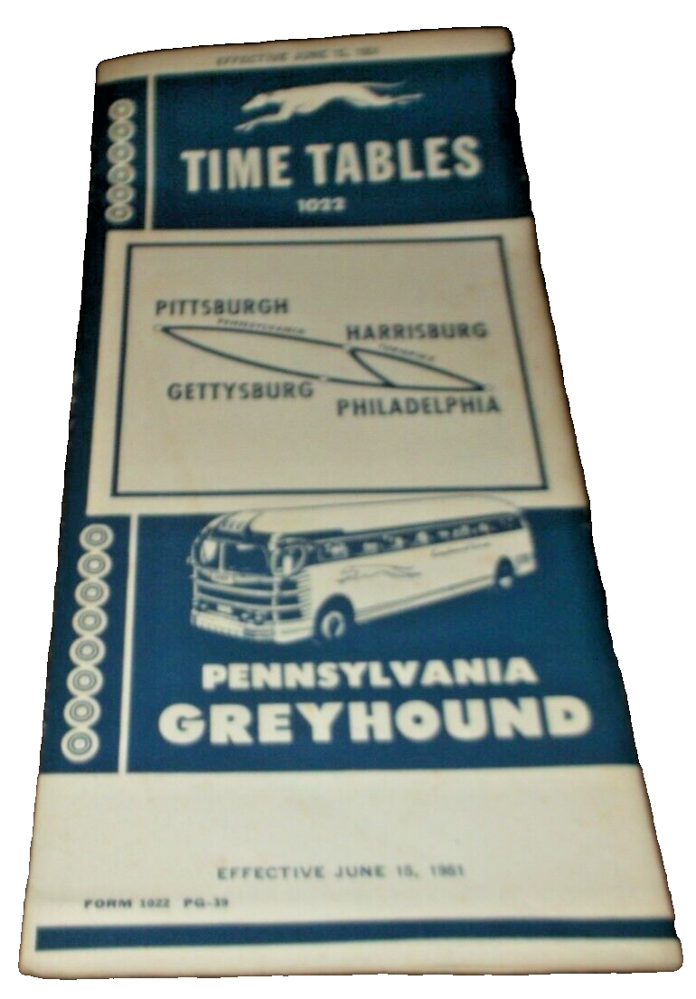 JUNE 1951 PENNSYLVANIA GREYHOUND PUBLIC TIMETABLE | eBay